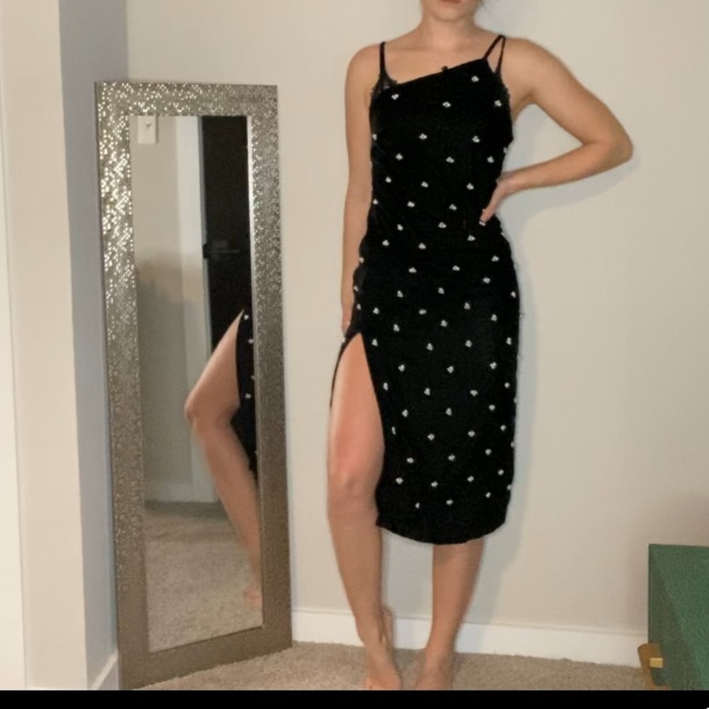 Uo Velvet Beaded Dress - Gem